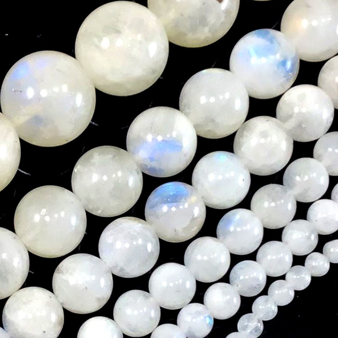 Natural White Moonstone Round Beads AA Premium Gemstone Round Loose ...