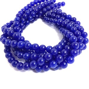 Royal Blue Jade Beads, Round Gemstone Beads 15" Strand 4-12mm - Etsy