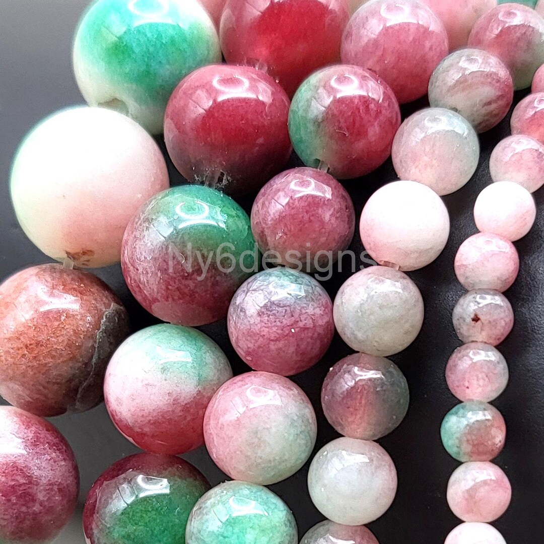Watermelon Jade Beads AA, Round Gemstone Strand (15") 4-12mm - Etsy