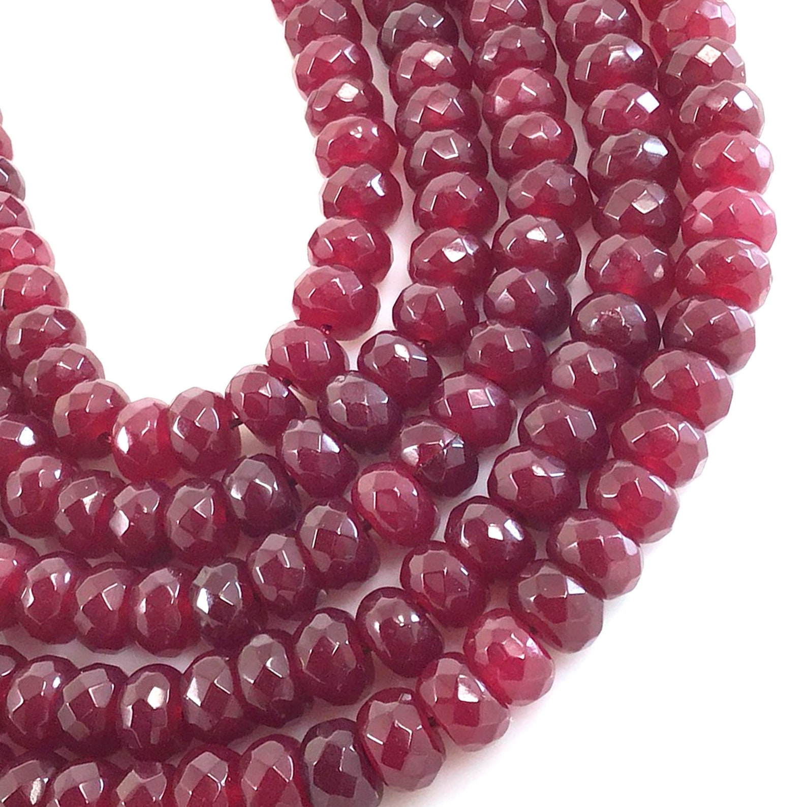Red Ruby Jade Faceted Rondelle Loose Bead 15 Strand - Etsy