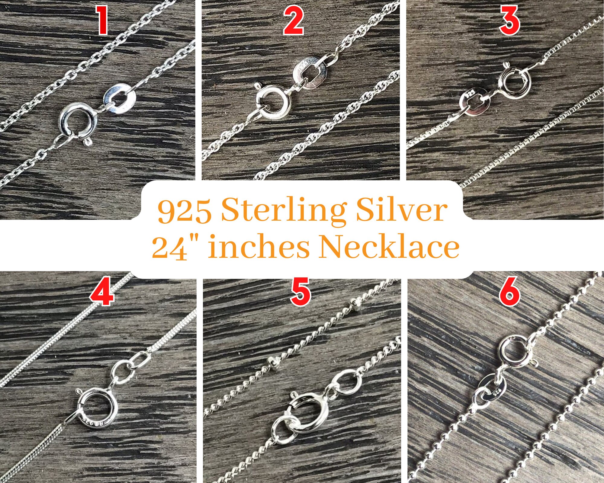 24 925 Sterling Silver Chain Necklace Satellite Chain Ball Chain Snake Chain Rope Chain Round Cable Necklace 24 Inches 925 Stamped