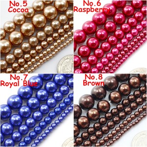 High Quality Multi Color Round Glass Pearl Beads 15" Strand Various ...