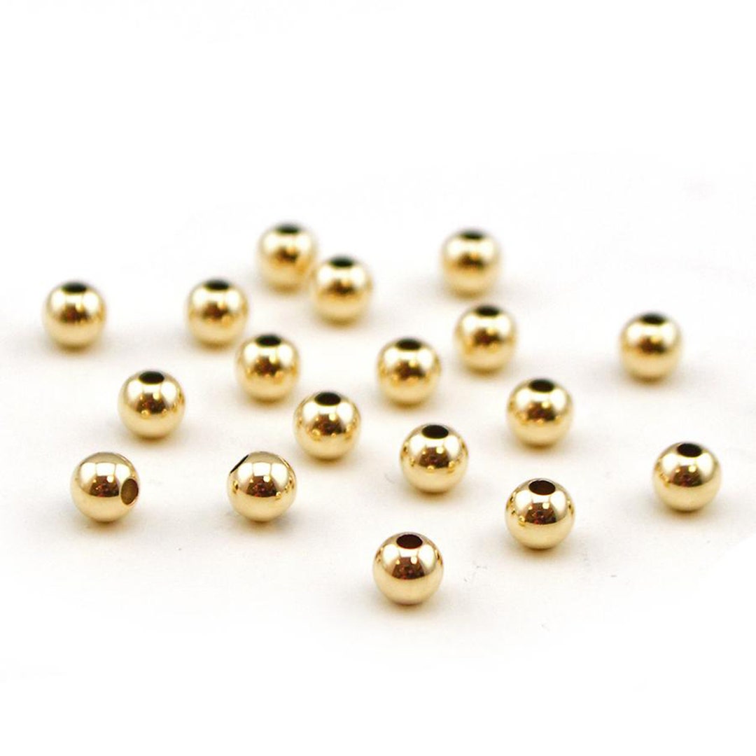 5mm 14K Gold Filled Round Beads 14/20 Seamless Beads Bright 14K Yellow ...