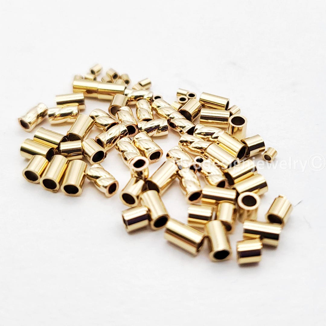 14K Gold Filled Tube Crimp Beads, Jewelry Making Findings Variety Sizes ...
