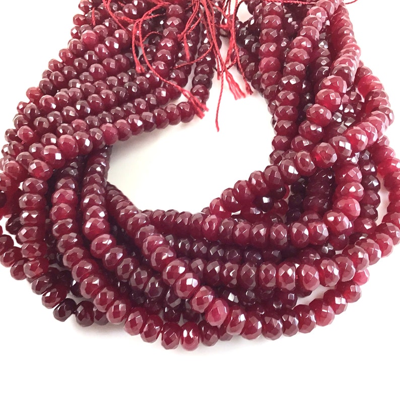 Red Ruby Jade Faceted Rondelle Loose Bead 15 Strand - Etsy