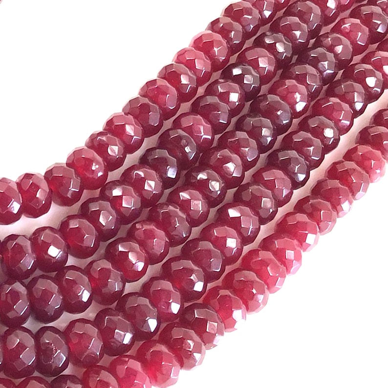 Red Ruby Jade Faceted Rondelle Loose Bead 15 Strand - Etsy