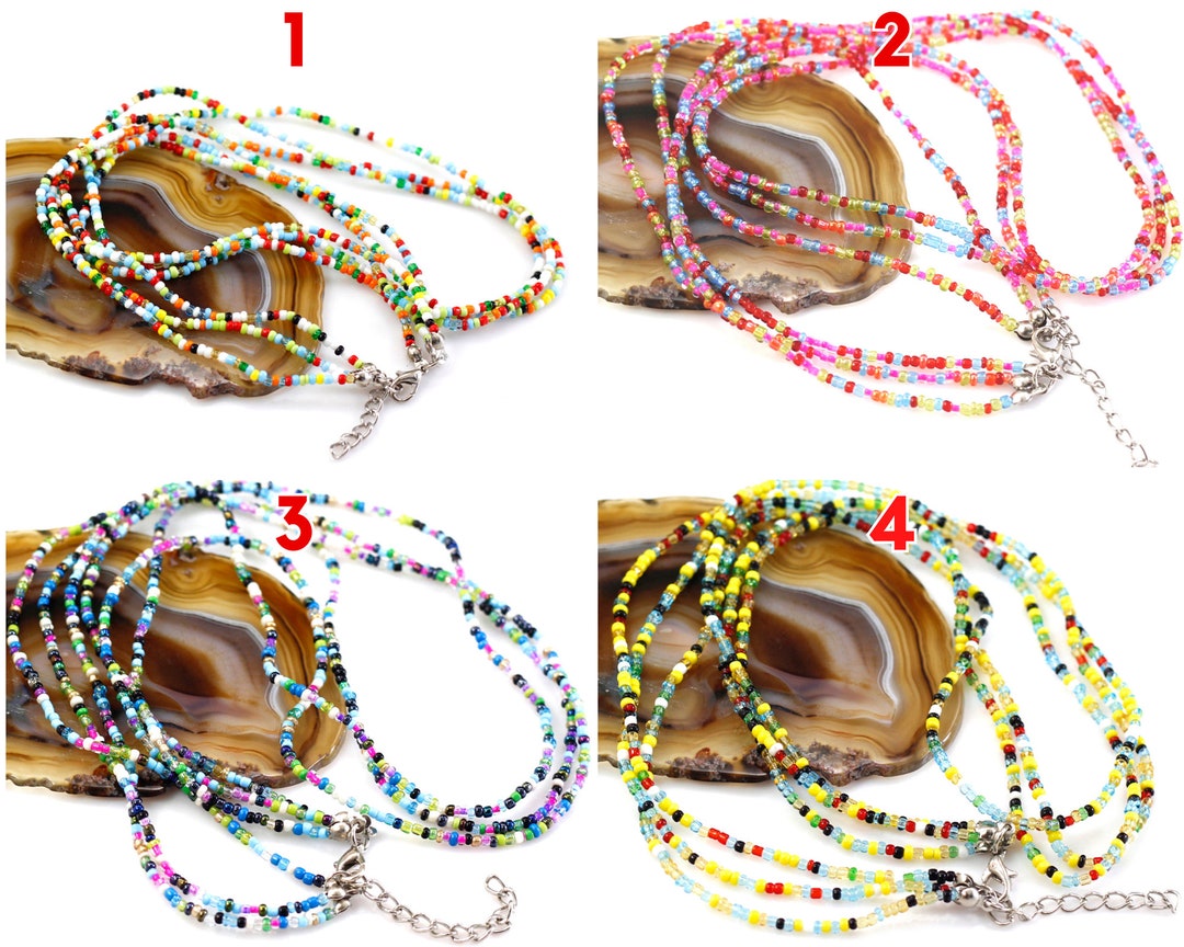 Seed Bead W Clasp Choker 3 Strands Hand-beaded Waist Beads Set, Stomach ...