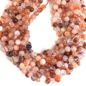 Natural Fire Quartz Beads Gemstone Round Loose Beads Red Quartz 4mm 6mm ...