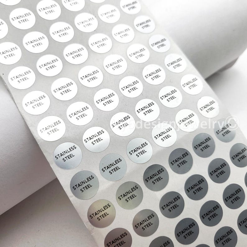 300 Pcs “STAINLESS STEEL” Adhesive Labels – 10mm Round Stickers for ...