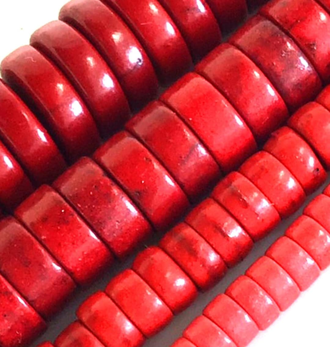 5 Size Red Firebrick Howlite Turquoise Heishi Bead Magnesite Turquoise ...