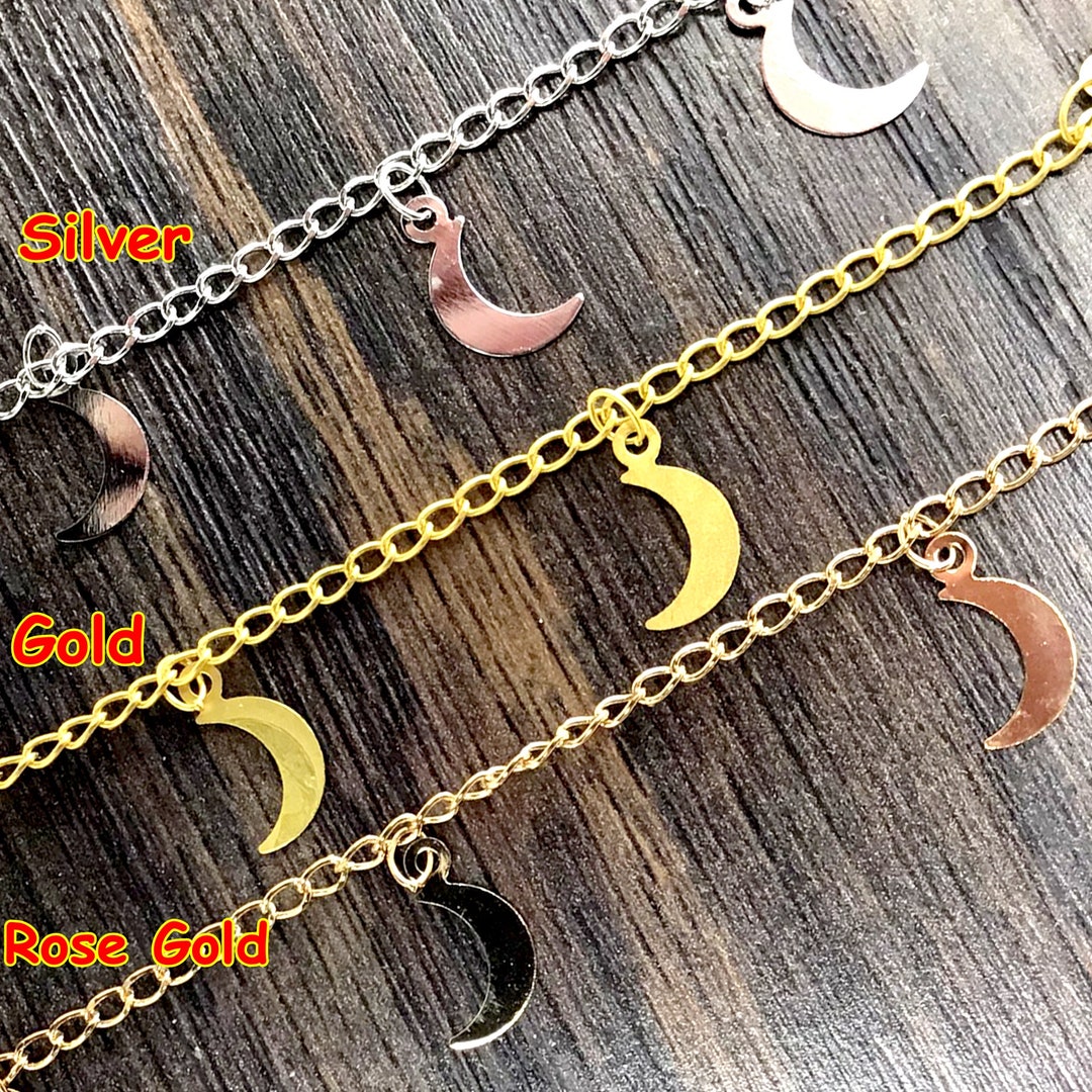 Moon Drop Chain Sold by FT Gold Plated Chain Silver Moon Chain 7mm for ...