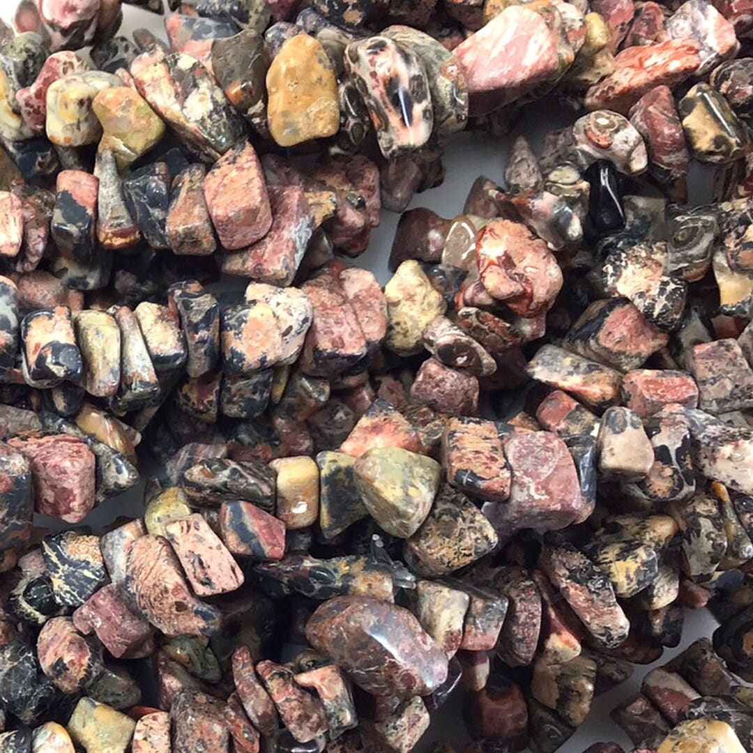 Leopard Skin Jasper Chip Natural Gemstone Beads Assorted Stones 32 ...