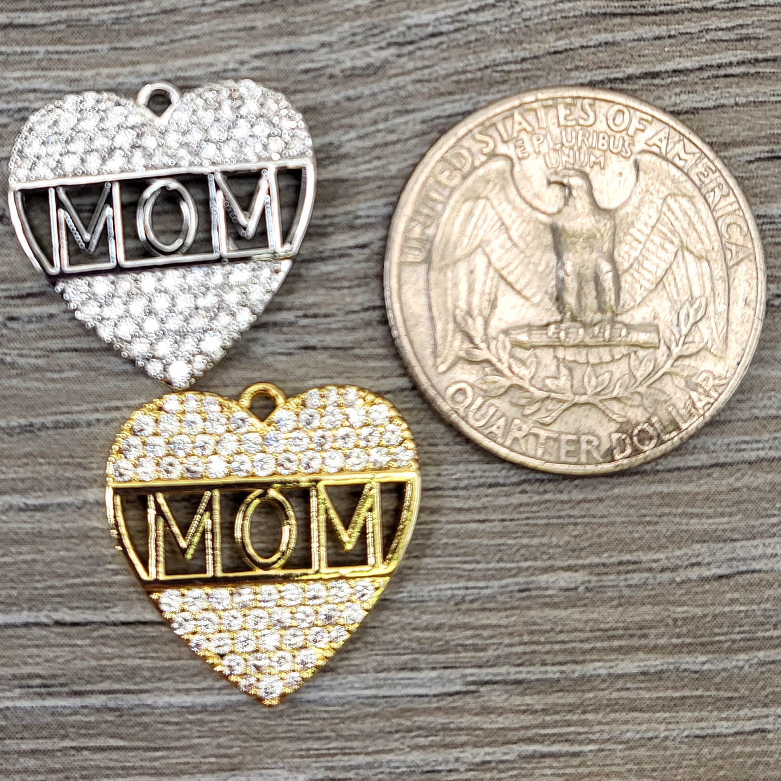 Dainty Mama Word Mommy Charm Cubic Zirconia CZ Gold, Silver Mama Charm ...