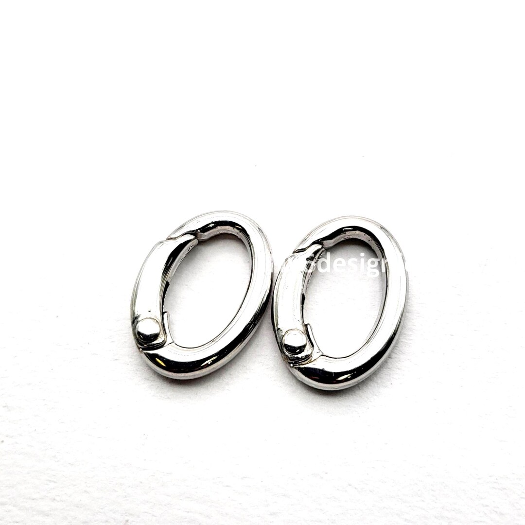 Silver Plated Brass Oval Spring Gate Rings (21x15mm) - 2pcs DIY ...