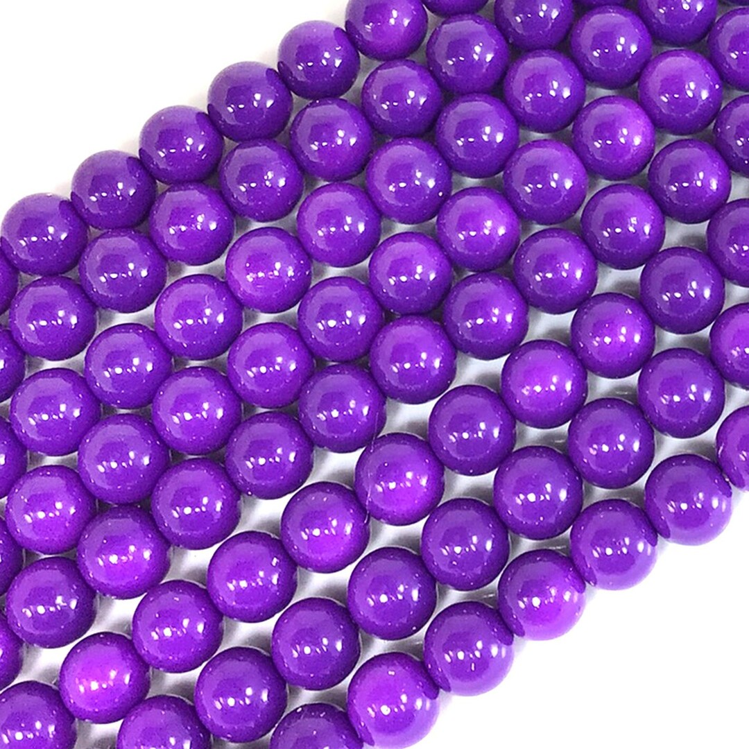 Purple Glass Pearl Round Bead Neon Purple Pearl Beads 4mm 6mm 8mm 15 ...