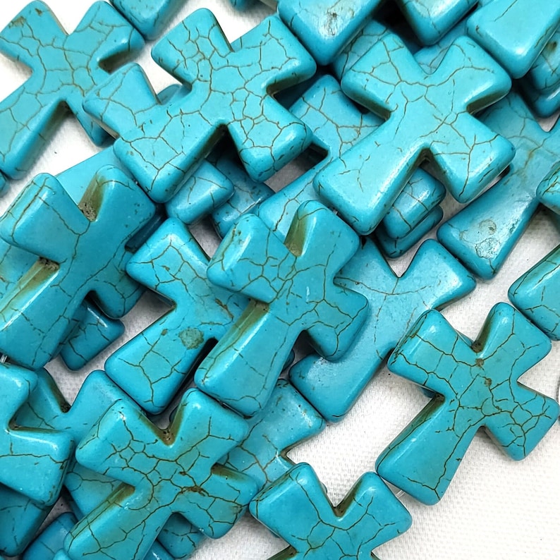 Turquoise Blue Cross Bead Large Cruz Cross Gemstone Howlite Magnesite ...