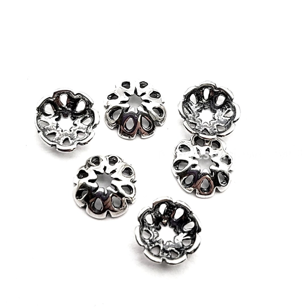 Antique Sterling Silver Bead Caps 9mm – Jewelry Findings (6pcs) - Etsy