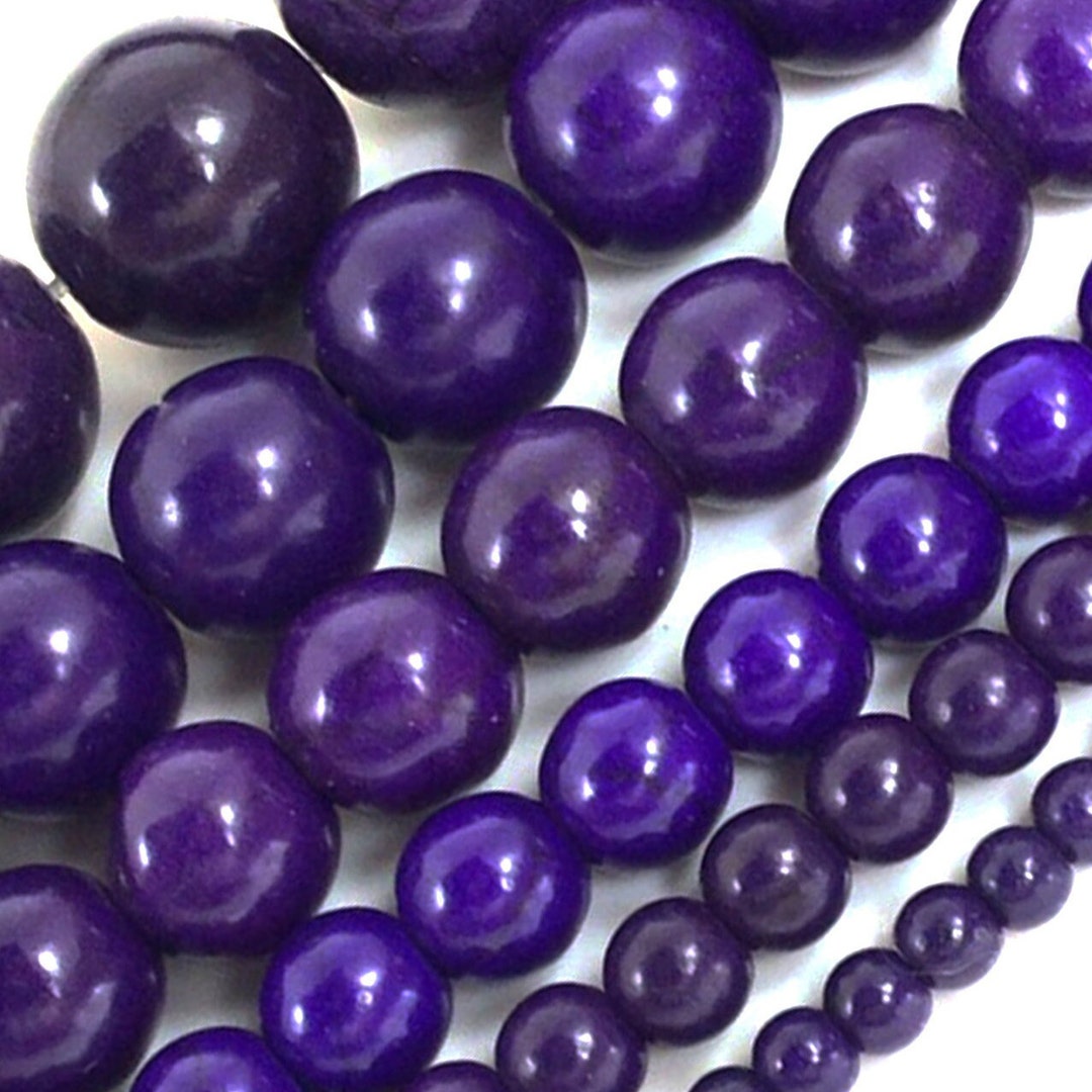 Dark Purple Bead Turquoise Howlite Natural Gemstone Round Loose Beads ...