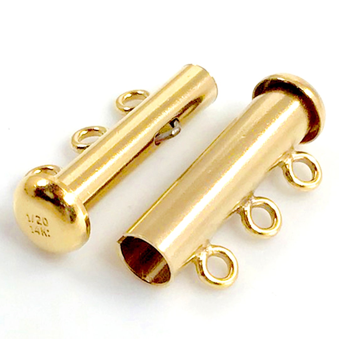 14K Gold Filled 3 Strand Tube Clasp Gold Clasp Layering Necklace Clasp ...