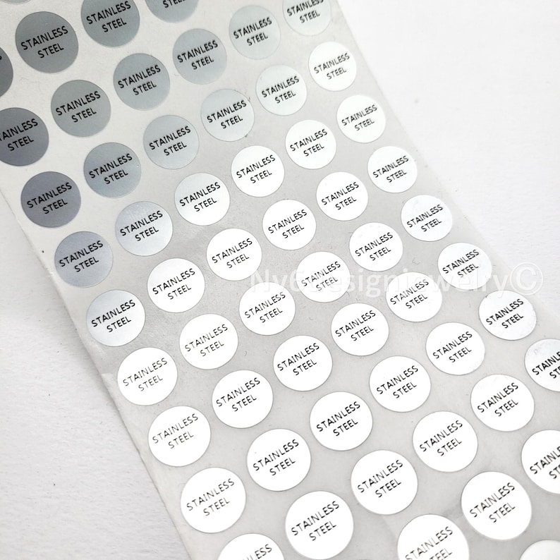 300 Pcs “STAINLESS STEEL” Adhesive Labels – 10mm Round Stickers for ...