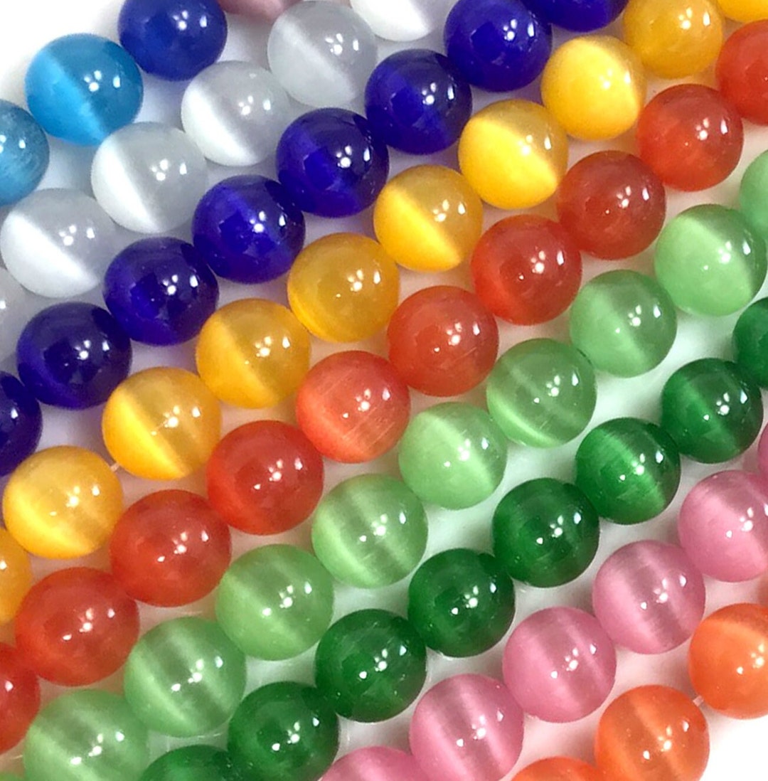 Multi Color Cat Eye Glass Beads (4mm-12mm) Smooth Round Strand (14") - Etsy