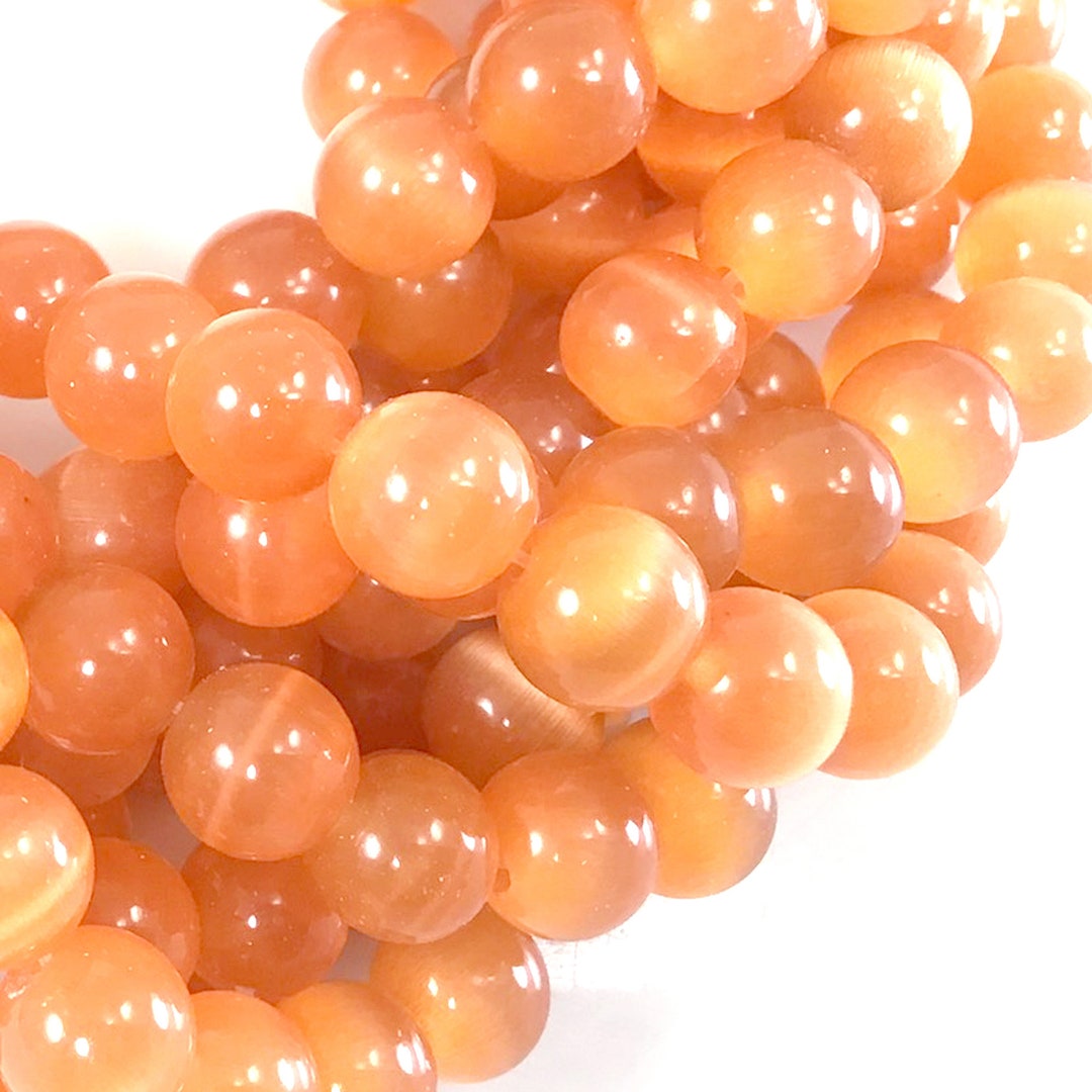Orange Cat Eye Beads Cats Eye Glass High Quality AA Smooth Crystal ...