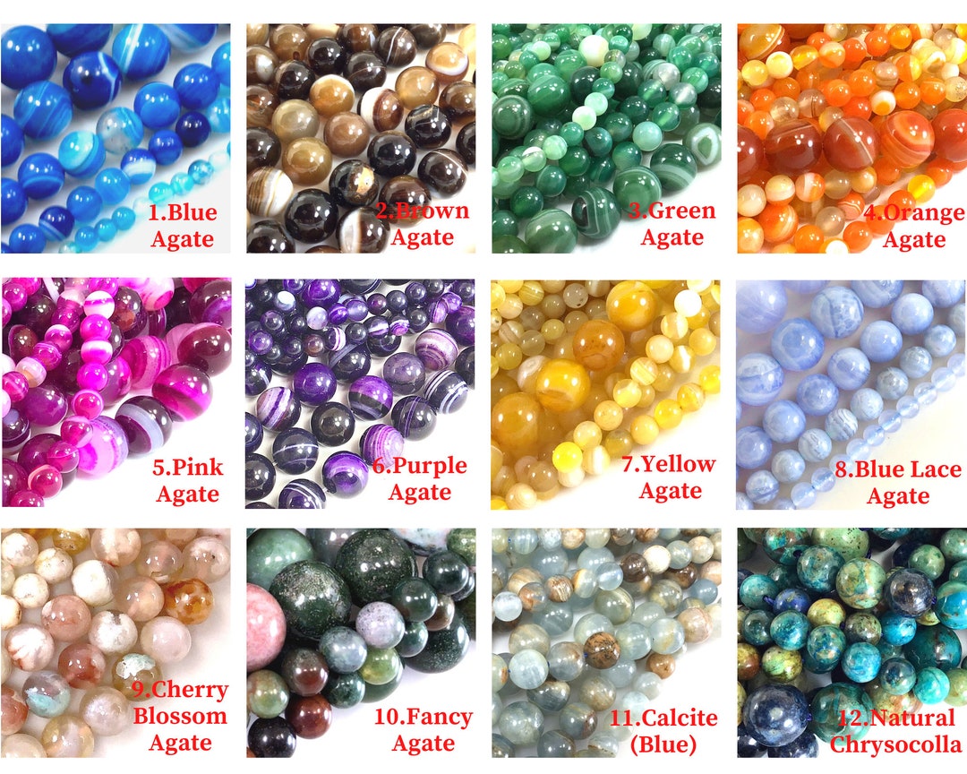 Natural Gemstone Beads - Grade AAA Round Loose Beads- Bulk Lot for ...