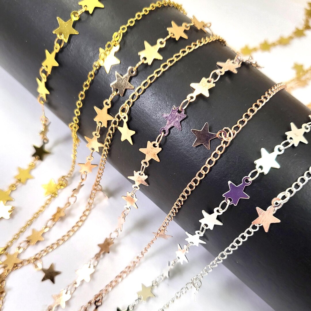 Bulk Gold Plated STAR Chain Silver Rose Gold, Light Gold Chain With ...