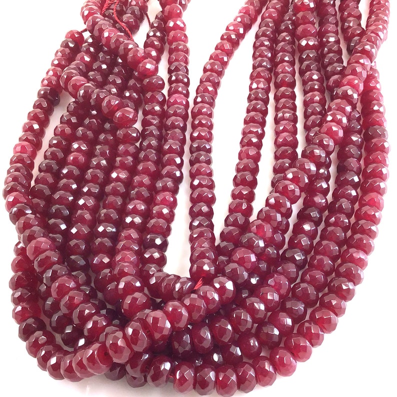 Red Ruby Jade Faceted Rondelle Loose Bead 15 Strand - Etsy