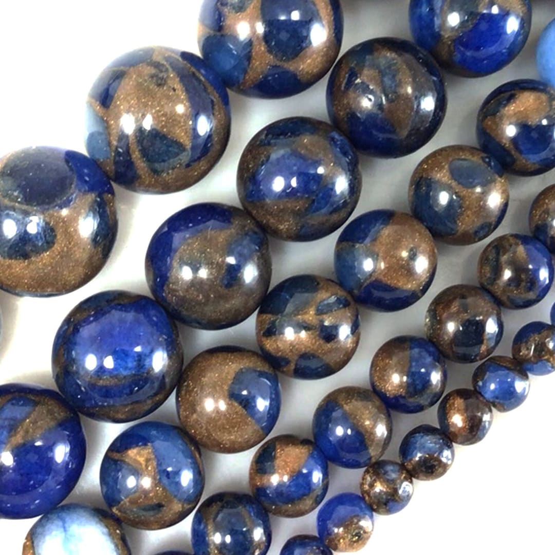Blue Impression Jasper Round Beads, Copper Veins, 15" Strand 4-12mm - Etsy