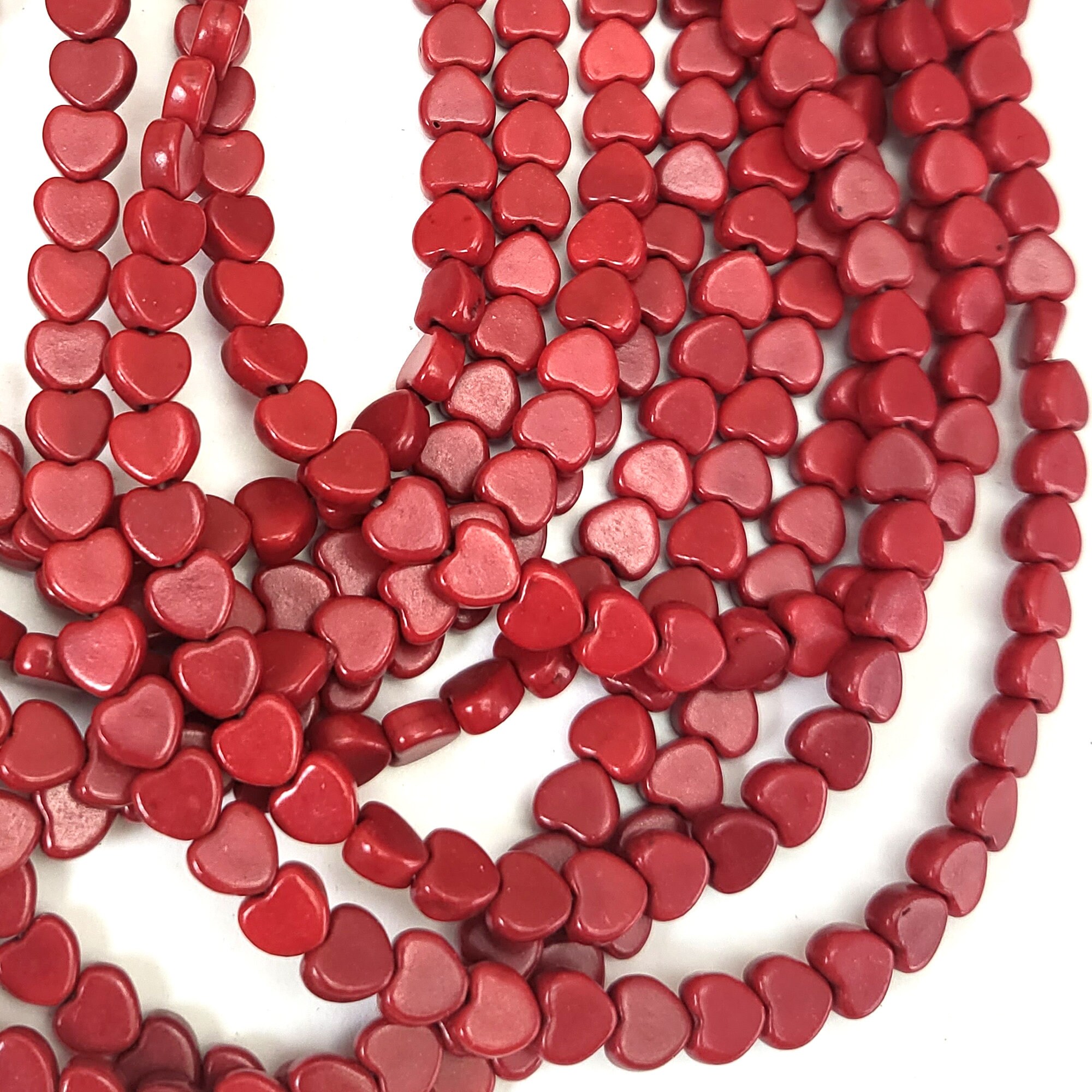 Red Magnesite Heart Beads, Turquoise Howlite, 15" Strand 6-30mm - Etsy