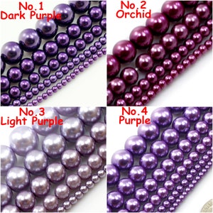 High Quality Multi Color Round Glass Pearl Beads 15" Strand Various ...