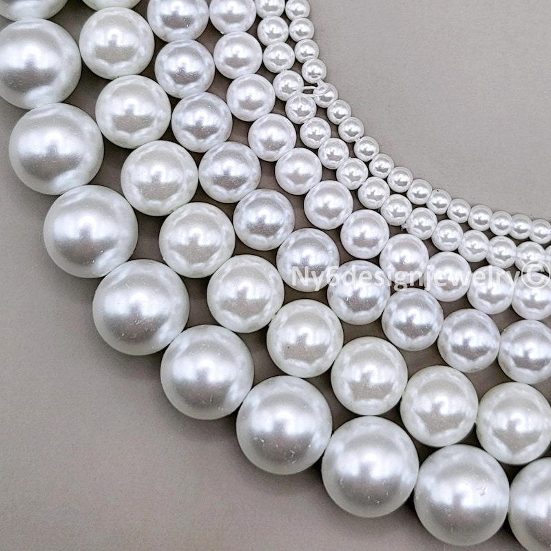 14 Mm White Glass Pearl - Etsy