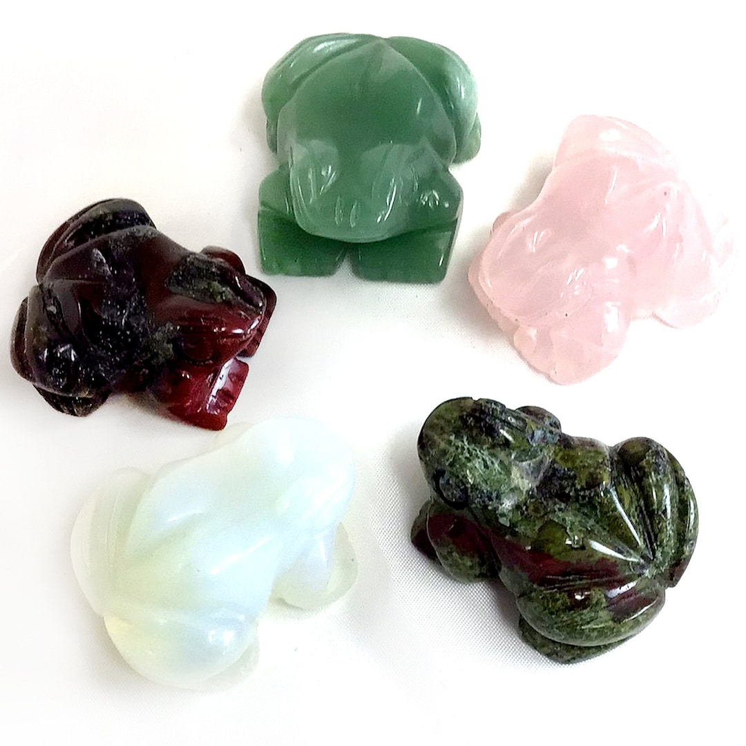 Gemstone Crystal Frog Statue 1.5'', Mini Crystal Carving, Gemstone Frog ...