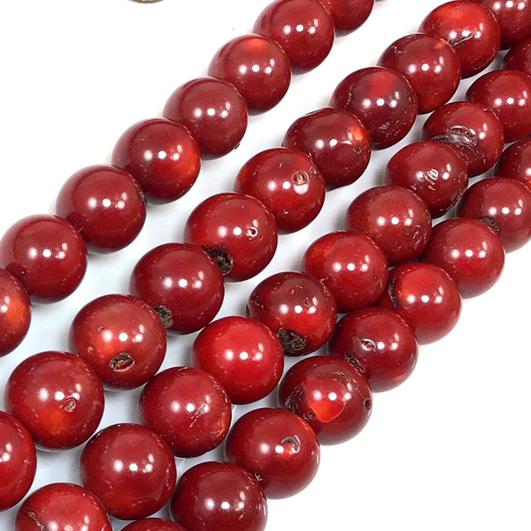 Large Gemstones Coral Red Sea Coral Round Spacer Loose Beads 15