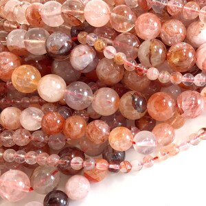 Natural Fire Quartz Beads Gemstone Round Loose Beads Red Quartz 4mm 6mm ...