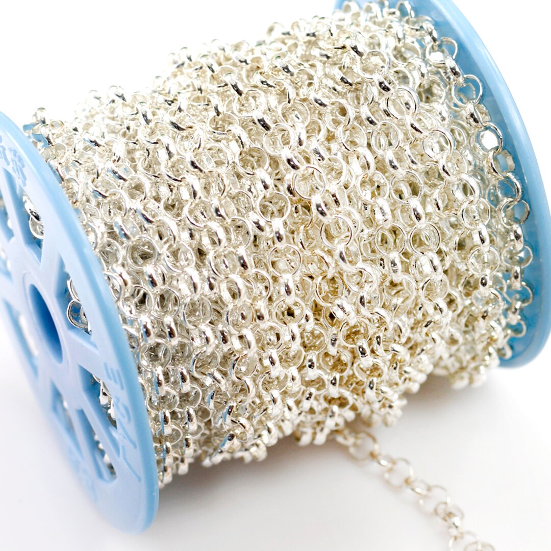 Shiny Silver Rolo Chain 3mm 4mm 5mm 6mm 7mm Round Link Loop Chain ...