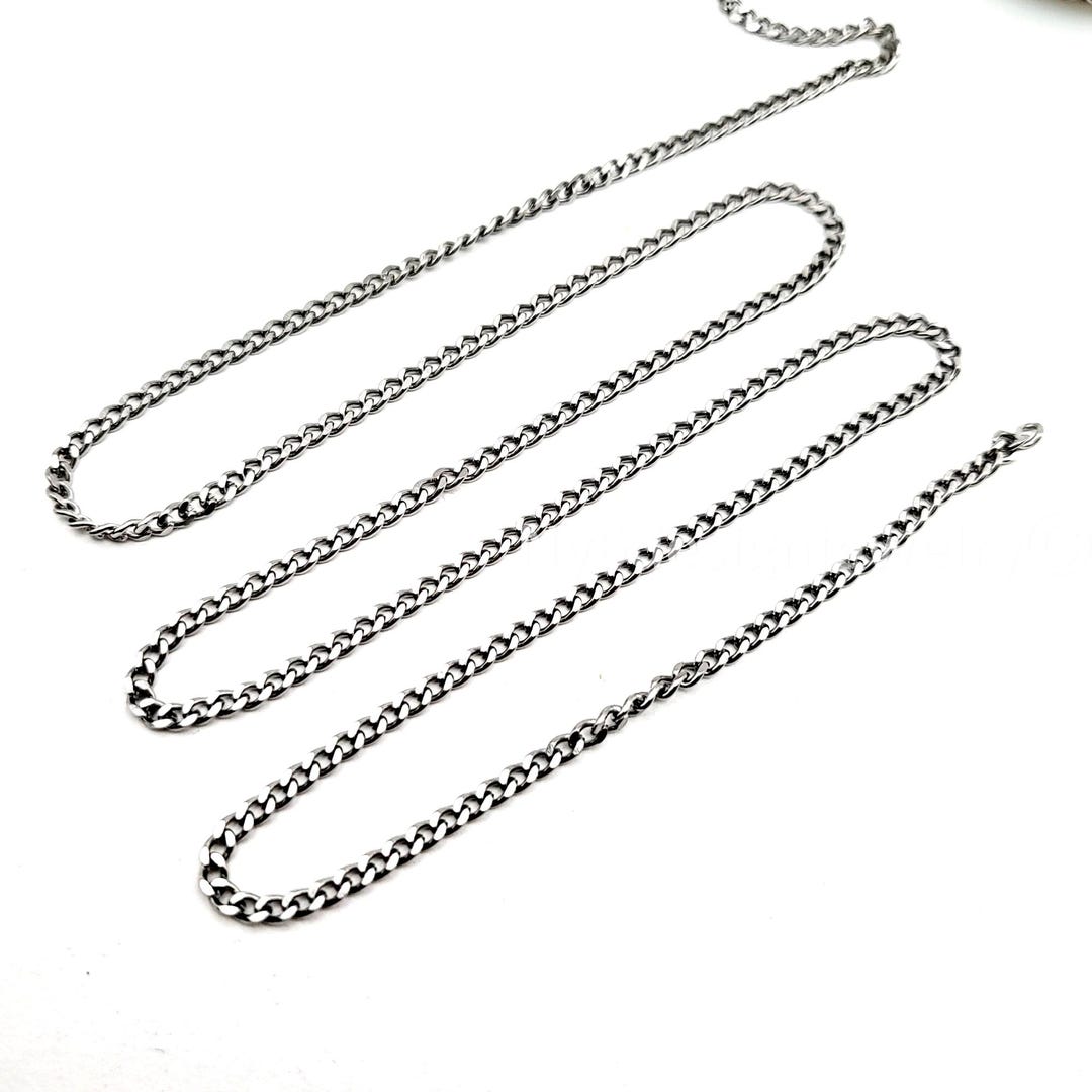Stainless Steel Filed Curb Chain, Jewelry Making Supplies (4x3mm) Sold ...