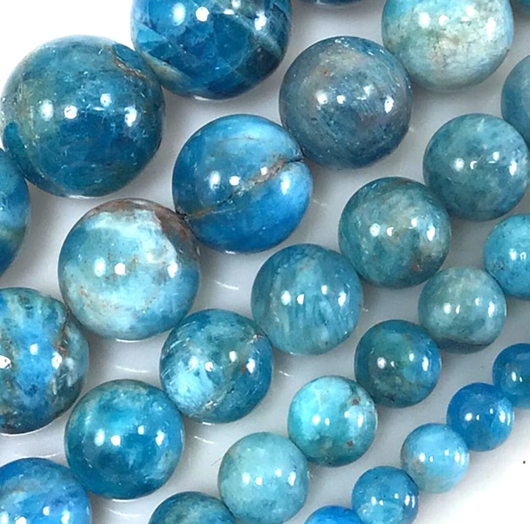 Natural Blue Apatite Beads AAA Gemstone Round Loose Bead 4mm 6mm 8mm ...