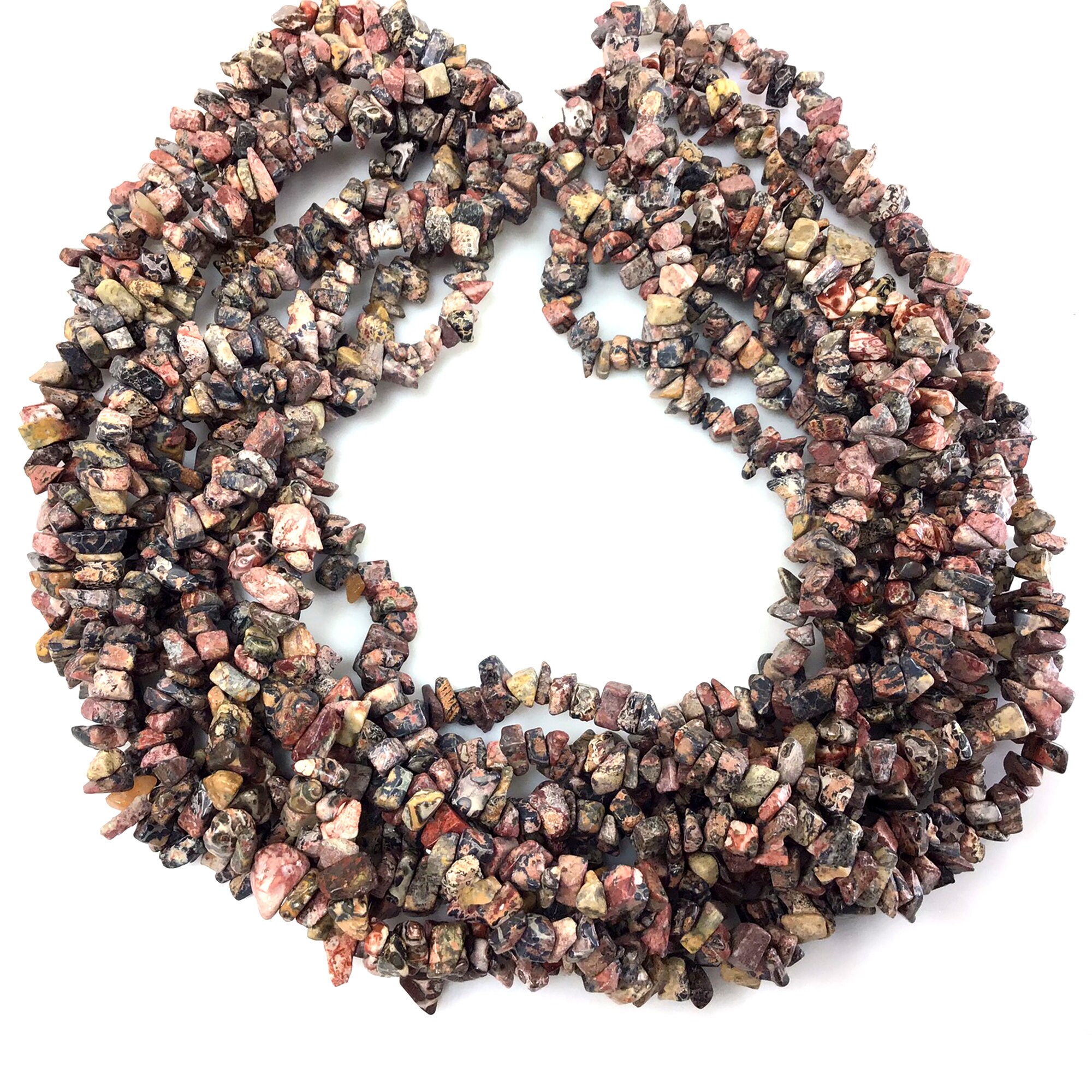 Leopard Skin Jasper Chip Natural Gemstone Beads Assorted Stones 32 ...