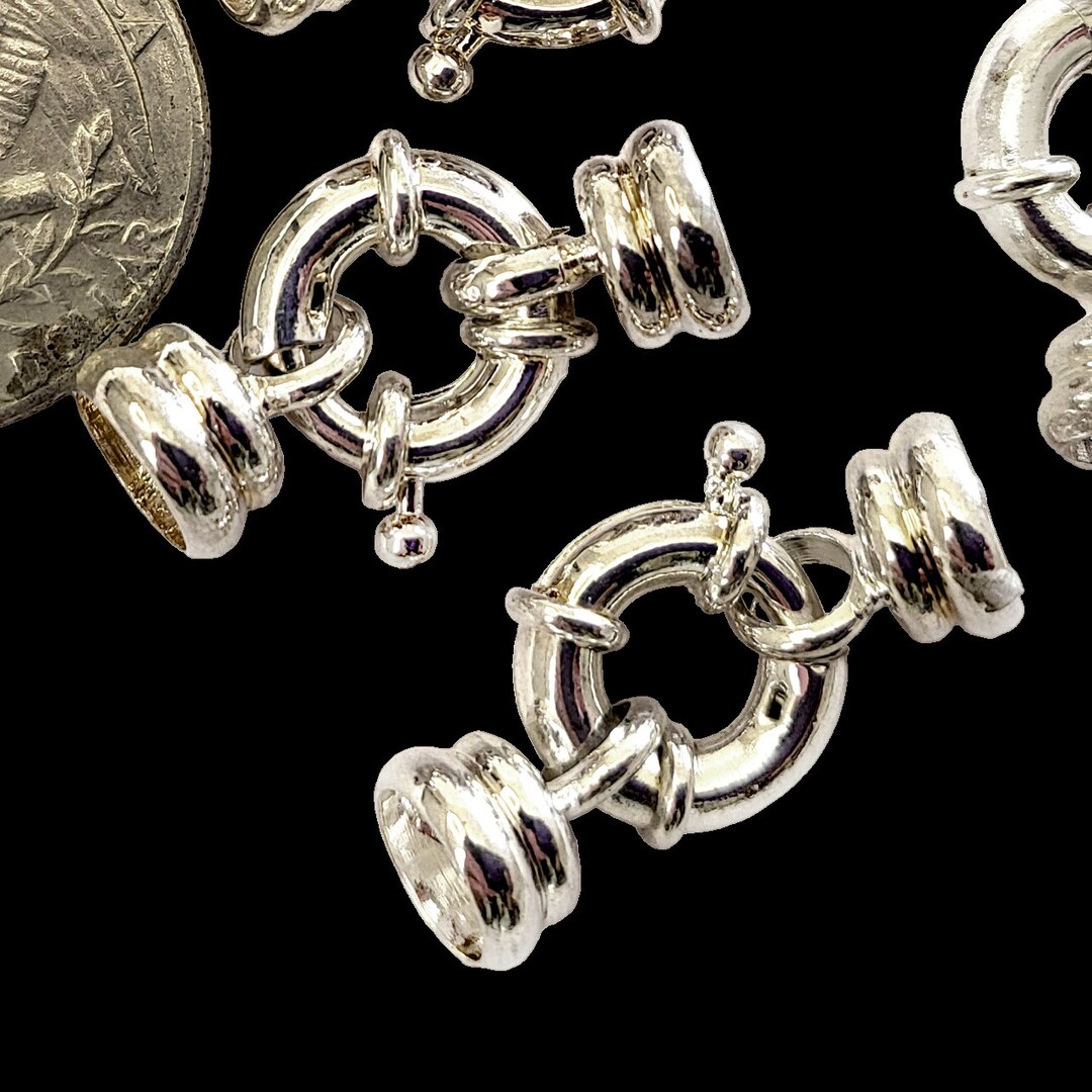 5pcs Bolt Spring Ring Catch End Clasps 13mm Hole-9mm Sailor Connector ...