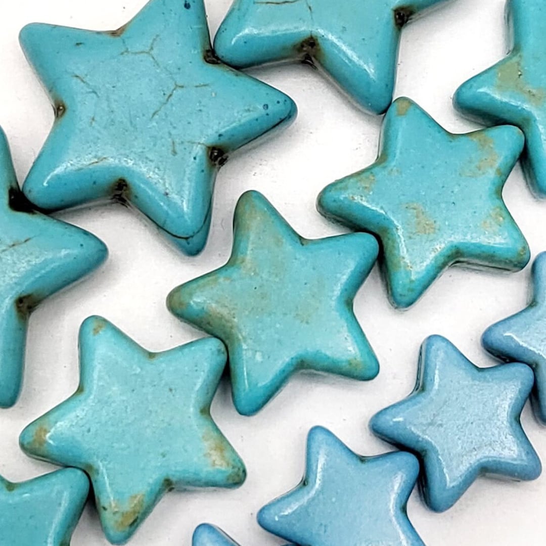 Turquoise Blue Star Lucky Bead 15" Strand 12mm 15mm 20mm Jewelry ...