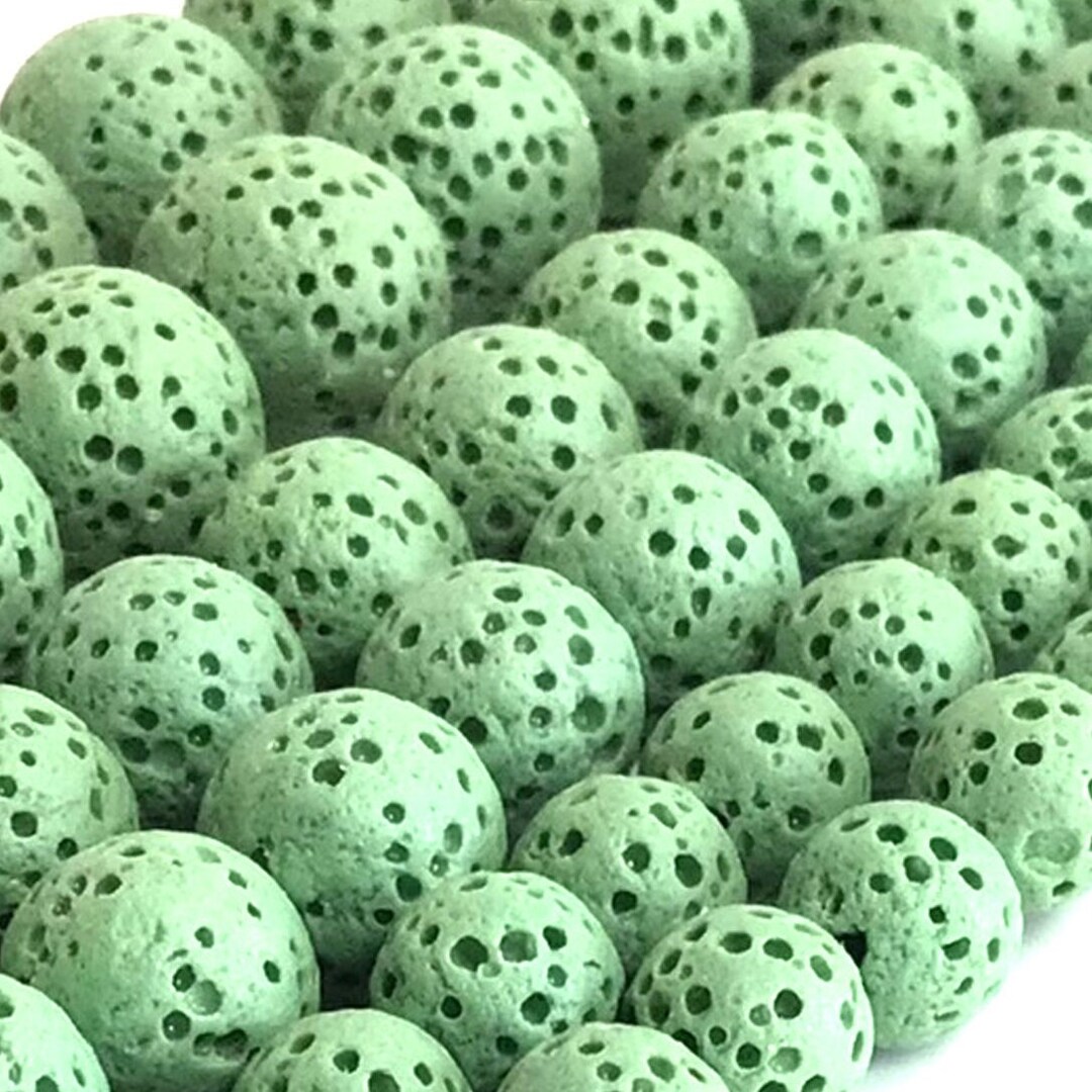 Light Green Lava Beads Natural Lava Beads Round Loose Bead Volcanic ...