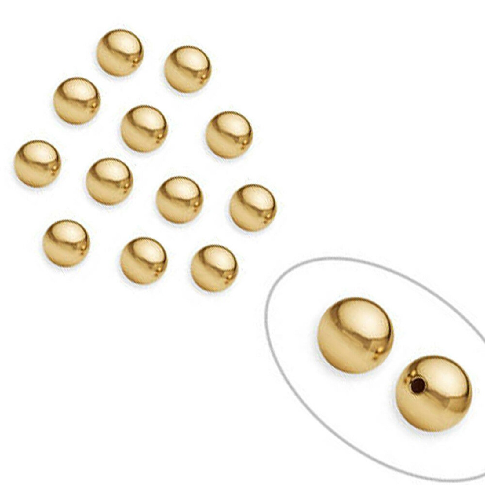 5mm 14K Gold Filled Round Beads 14/20 Seamless Beads Bright 14K Yellow ...