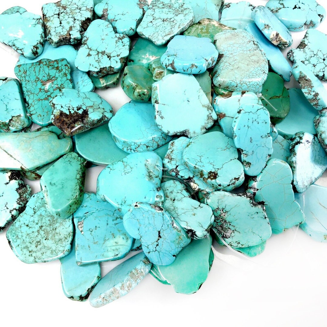 Turquoise Blue Howlite Slab Flat Nugget Loose Blue Gemstones - Etsy