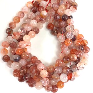 Natural Fire Quartz Beads Gemstone Round Loose Beads Red Quartz 4mm 6mm 8mm 10mm 12mm 15 Strand ...