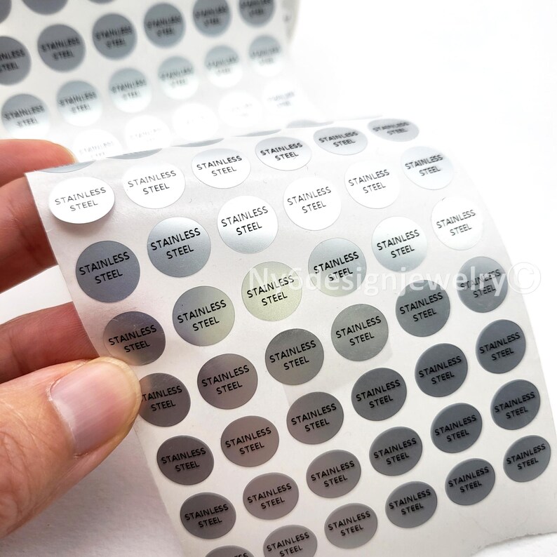 300 Pcs “STAINLESS STEEL” Adhesive Labels – 10mm Round Stickers for ...