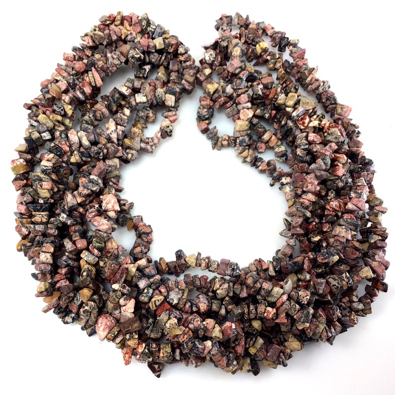 Leopard Skin Jasper Chip Natural Gemstone Beads Assorted Stones 32 ...