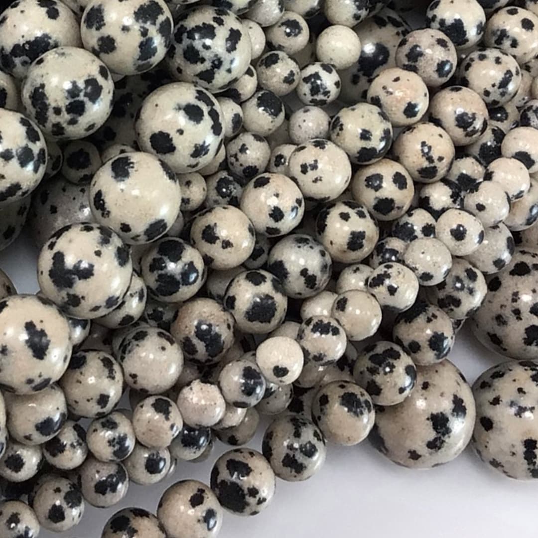 Dalmatian Jasper Beads Natural Gemstone Round Loose Beads 4mm 6mm 8mm 10mm 12mm 15" Strand ...