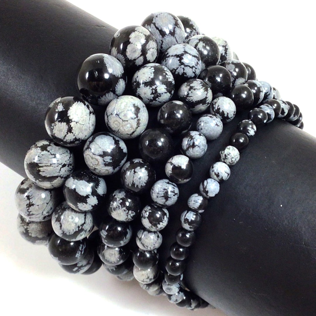 Snowflake Obsidian Bracelet Stretch Elastic Crystal Healing Gemstone ...